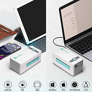 OFFNOVA Bluetooth Thermal Label Printer, Wireless 4X 6 Shipping Label Printer for Small Business Packaging Supplies, Supports Shipstation Paypal FBA Esty USPS