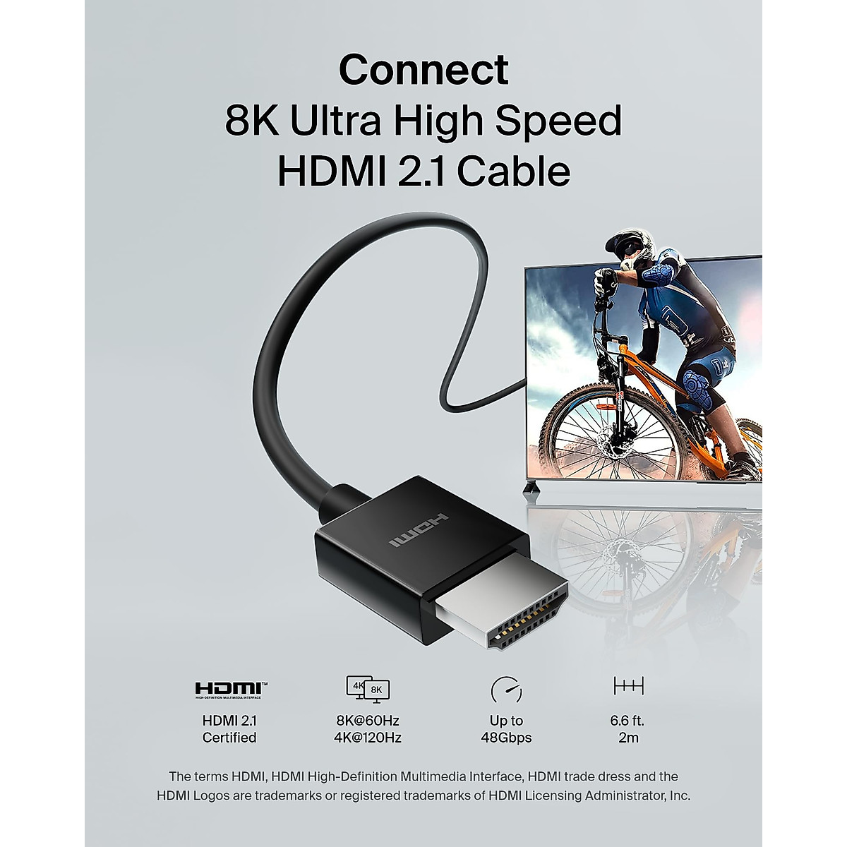 Belkin Ultra HD HDMI 2.1 Cable 6.6FT/2M, 4K Ultra High Speed HDMI Cable, 48Gbps HDMI 2.1 Cord, Dolby Vision HDR & 8K @60Hz, 10K Streaming - Compatible w/ Playstation, PS4, PS5, Xbox Series X, & More