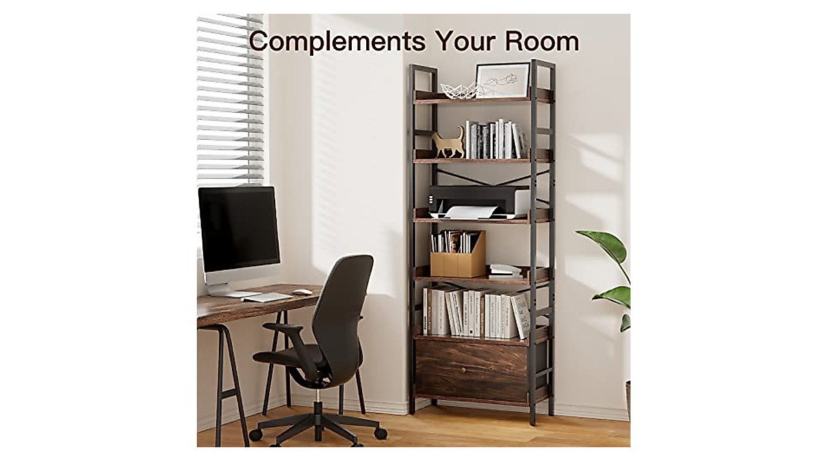 Pipishell 6-Tier Bookshelf - Stylish Storage Solution