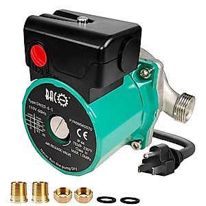 BACOENG Hot Water Recirculating Pump, Water Circulator Pump, 3/4" NPT 110V Automatic Circulating Pump Stainless Steel Head For Solar Heater (US Plug)