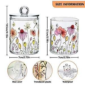 2 Pack Qtip Holder Dispenser with Lids, Flowers Floral Dragonfly Plastic Storage Containers,Bathroom Canisters Organizer for Cotton Ball, Cotton Swab, Cotton Round Pads, Floss 21213294