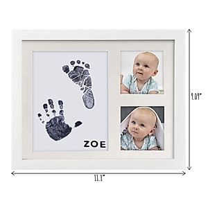Baby Ink Hand and Footprint Kit – Handprint Picture Frame for Newborns (Safe Clean-Touch Ink Pad for Prints) – Best New Mom and Shower Gift – Foot Impression Photo Keepsake for Girls & Boys – (White)
