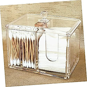 Mikinona Box Swab Holder Cotton Round Dispenser Cosmetic Pad Container Cleansing Cotton Clear Container Stand Container Cotton Swab Containers Round Cotton Pads Veils That Covers Face White