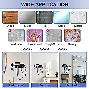Hair Dryer Wall Mount, Blow Dryer Holder Rack for Dyson Supersonic Hair Care Tools Organizer, Easy Install