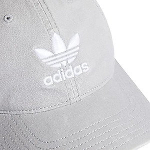 adidas Originals Men's Relaxed Fit Strapback Hat, Stone Grey/White, One Size