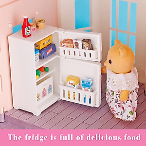 BBnote 16 Pieces Toy Refrigerator, Miniature Dollhouse Accessories for Kids Kitchen, Mini Dollhouse Fridge Pretend Play Appliance for Kids (Refrigerator)