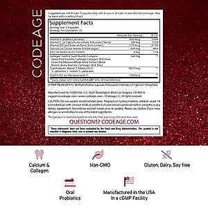 Codeage Teeth & Gums Vitamins + Oral Probiotics Supplement for Mouth - Whole Food Calcium, Collagen, Potassium, Vitamin C, D3, K2, Zinc – Oral Care & Dental Multivitamin Supplements - 90 Capsules