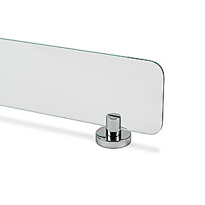 Croydex Metra Flexi-Fix Easy Fit Screw or Glue Glass Bathroom Shelf, 4.9in x 25.1in x 3.1in, Chrome