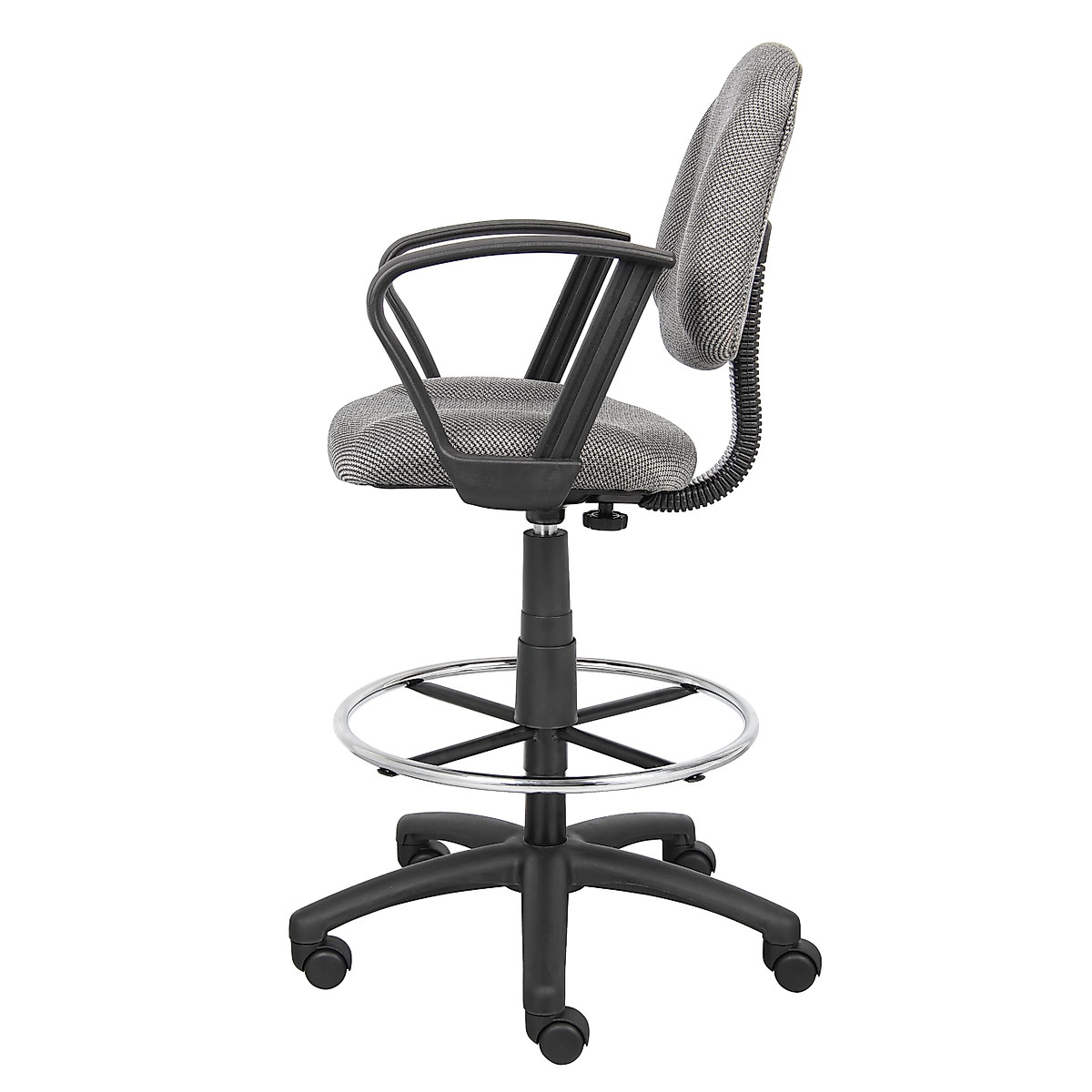 Boss Office Products B1617-GY Ergonomic Works Drafting Chair with Loop Arms in Grey