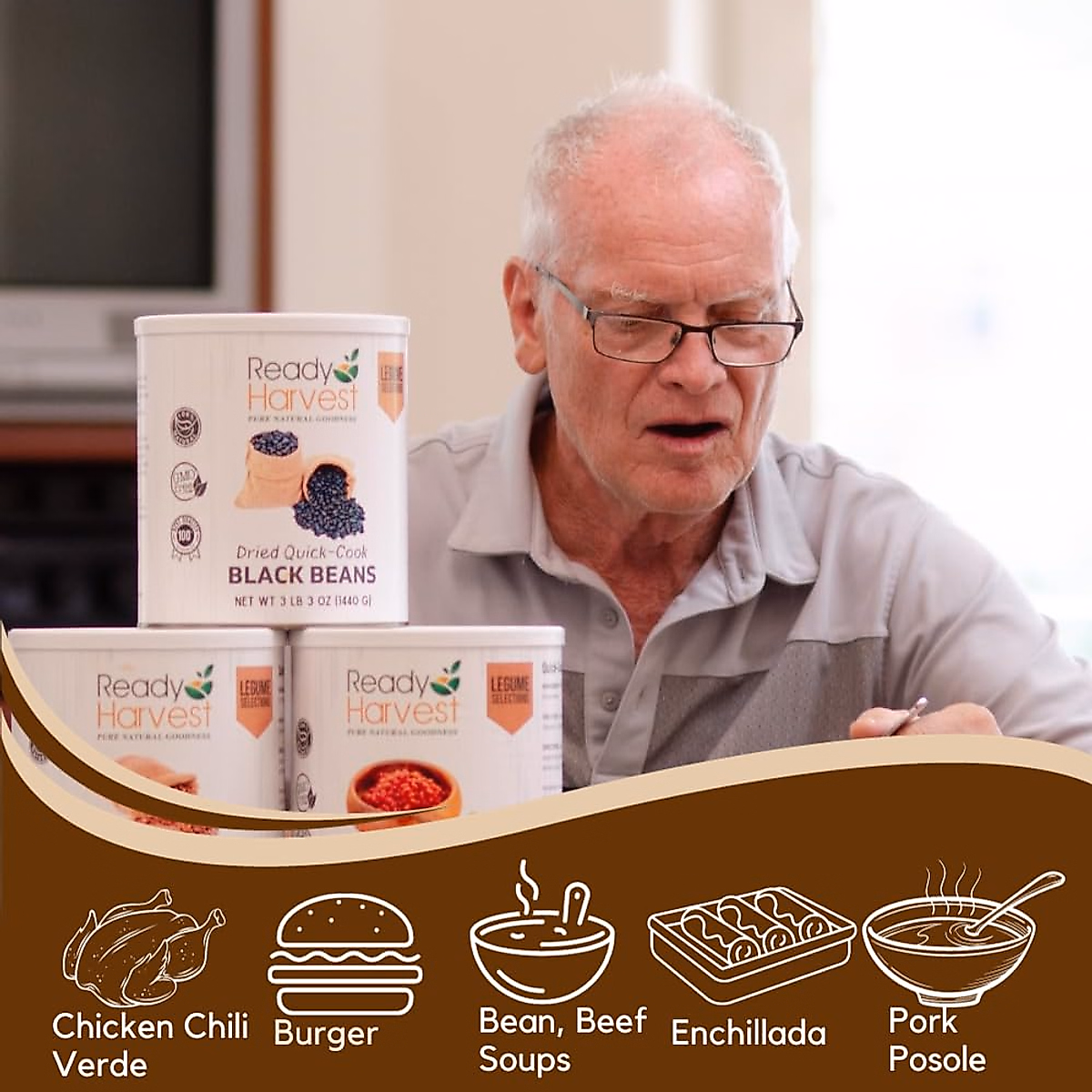 Ready Harvest Quick-Cook Pinto Beans Canned Dried Beans Dry Beans Pinto Beans Dry | Canned Food | Emergency Food Supplies Survival Food Emergency Food Rations #10 Can 25-Year Shelf Life 3 lbs