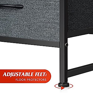 WLIVE Fabric Dresser for Bedroom, 6 Drawer Double Dresser, Storage Tower with Fabric Bins, Chest of Drawers for Closet, Living Room, Hallway, Nursery, Dark Grey