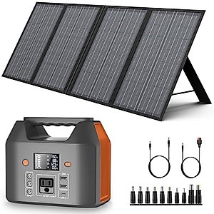 EnginStar 150W Small Solar Generator with 60W Solar Panel, 6 Outputs 42000mAh Portable Charger Power Bank for Outdoor Home Emergency