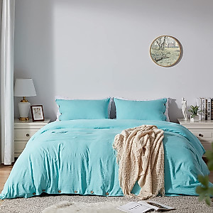 SunStyle Home Twin Size Duvet Cover Set with Buttons Closure Navy Blue, 2 Pieces Solid Color Ultra Soft Skin-Friendly Comforter Cover Set (1 Duvet Cover +1 Pillowcase)