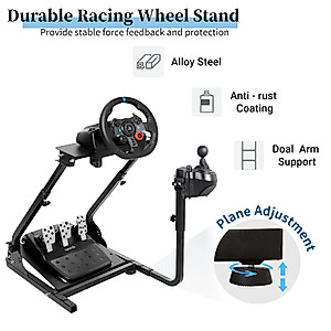 Anman G25 Racing Simulator Cockpit with Shifter Mount Fit for Logitech G27 G29,Throustmaster t150 t150 pro Race Car Seat hori steering wheel Height and Angle Adjustable Gaming Wheel Stand Shifter Peda