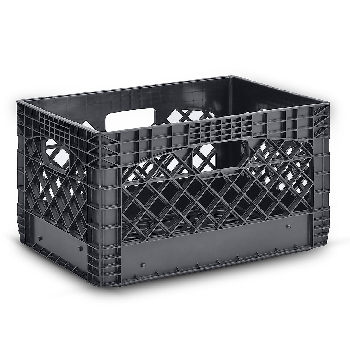 Juggernaut Storage 24 Quart 3 Pack Black Heavy Duty Rectangular Stackable Dairy Milk Crates, 11" Height, 19" Width