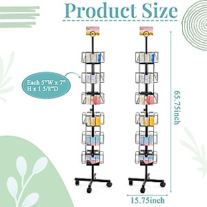 GlikCeil 2 Pcs Rotating Greeting Card Rack 24 Pocket 6 Tier Metal Greeting Card Display Rack Fit 5" x 7" Cards Stand Spinning Postcard Greeting Card Holder for Grocery Retail Thrift Convenience Store