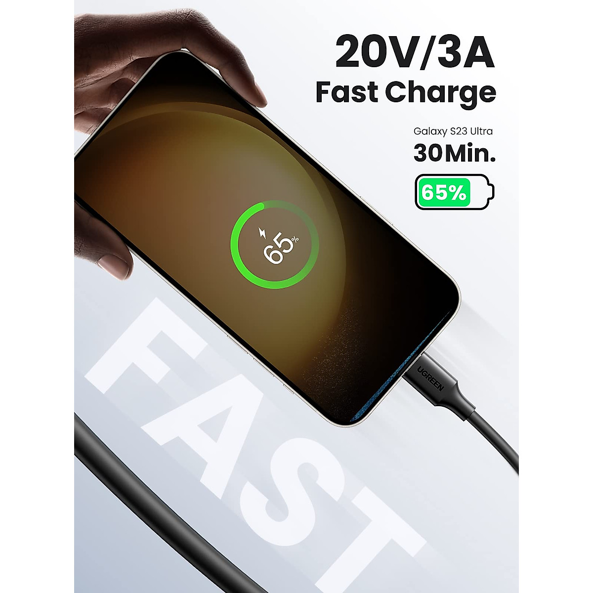 UGREEN 60W 3-Pack USB C to USB C Cable, Type C Fast Charging Cable Compatible with iPhone 15/15 Plus/15 Pro, MacBook Pro 2022, Samsung Galaxy S24/S23/Z Fold/Z Flip, Google Pixel 7, Switch, 6.6FT