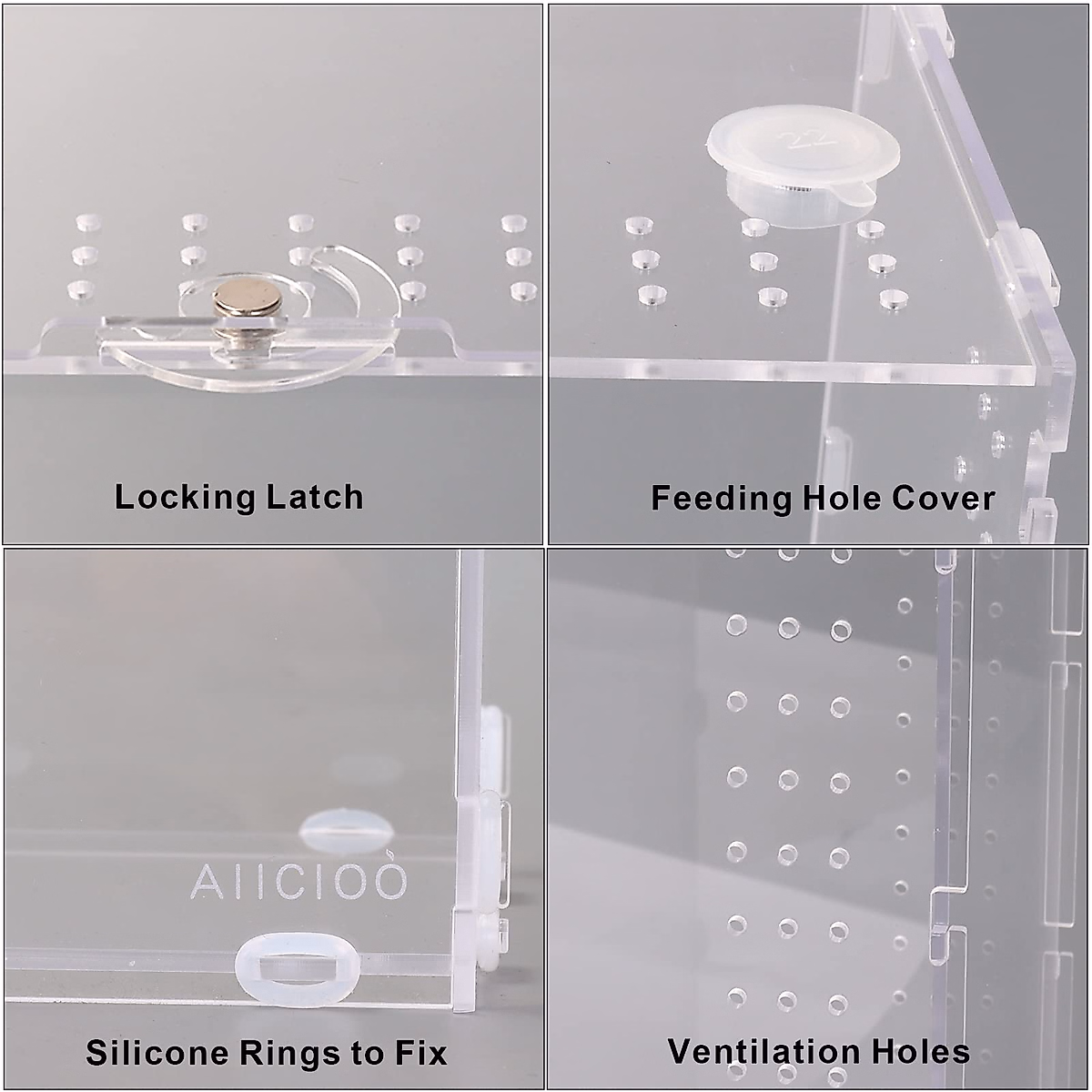 Aiicioo Micro Habitat Terrarium Enclosure 8x6x14 Inches Tarantula Enclosure Box Insect Habitat Clear Acrylic Reptile Feeding Tank for Jumping Spiders Insect Small Tree Dwelling Reptiles