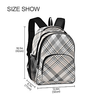 ALAZA Plaid in Pink Gray and White Travel Laptop Backpack Gifts for Men Women Fits 15.6 Inch Notebook