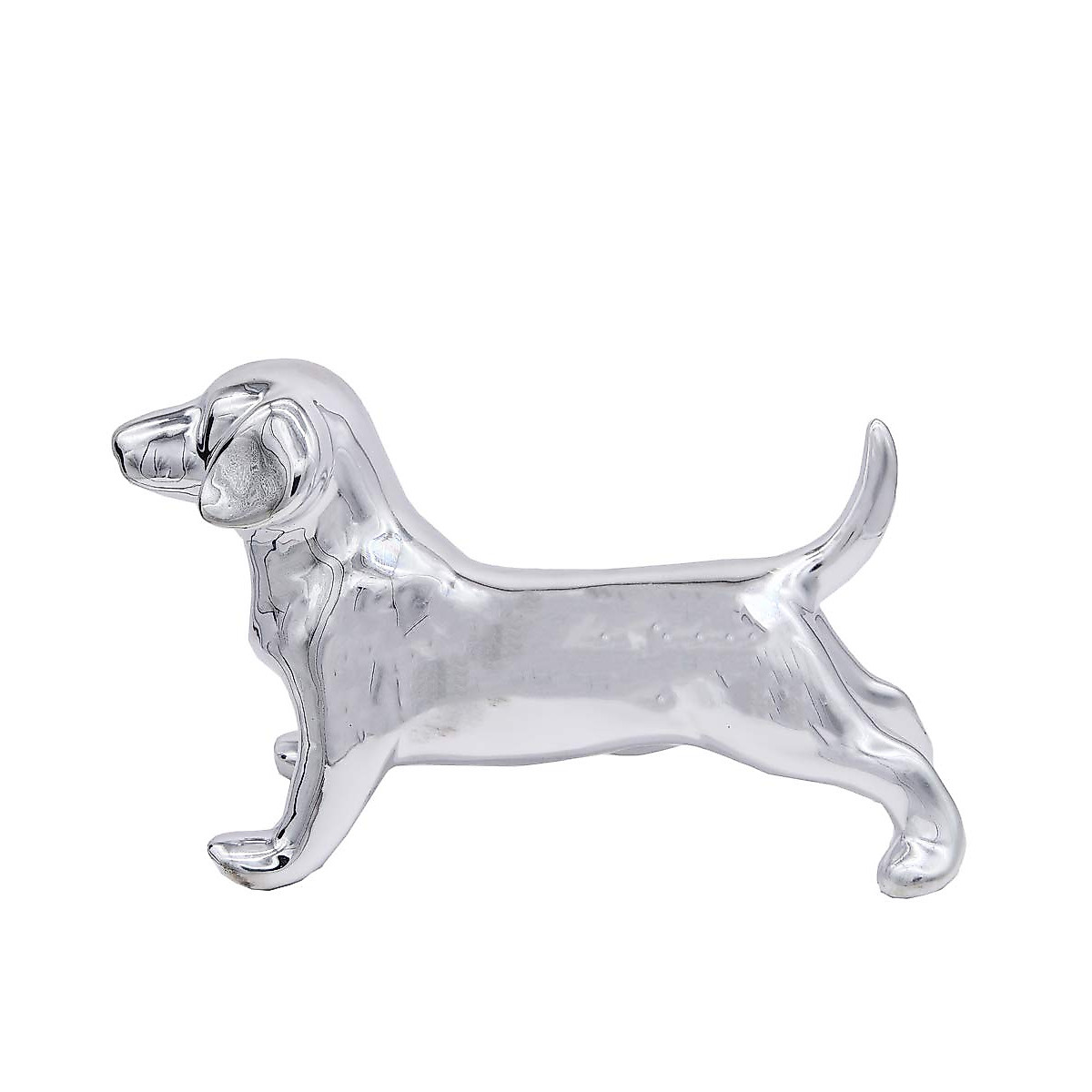 Nayothecorgi Beagle Dog Statue - Metallic Silver Standing Ceramic Dog Statue - Decorative Dog Sculpture for Garden or Home Décor - Beagle Dog Outdoor Statue - (11.5” x 7.0” x 4.5”)