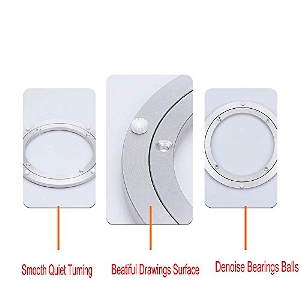 Dailydanny Aluminum Heavy Duty Lazy Susan Rotating Turntable Bearing Swivel Plate Hardware for Dining-Table (14 inch)