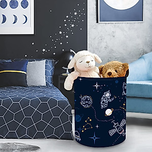 Clastyle 45L Spaceships Rocket Astronaut Nursery Hamper Outer Space Planet Clothes Toys Storage Basket with Drawstring