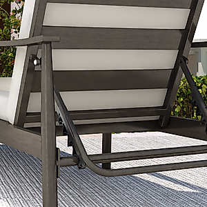 LUXIJOY Outdoor Lounge Chair with Side Table, Patio Aluminum Chaise Lounge Set of 2, Adjustable Backrest with Ergonomic Armrest, Patio Recliner Chairs Cushions for Lawn Pool Beach (Grey)