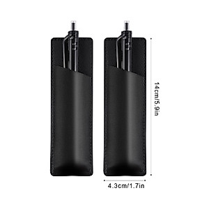KINBOM 2pcs Leather Magnetic Pen Holder for Refrigerator PU Leather Pen Pouch Holder for Fridge or Other Metal Surfaces (Black)