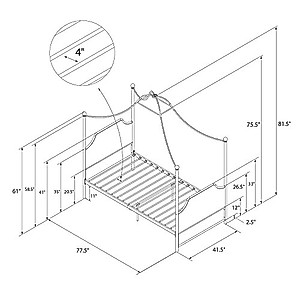 Little Seeds Monarch Hill Clementine Canopy Bed, Twin Size Frame, Gold
