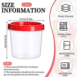 meekoo 48 Pcs Reusable Plastic Freezer Containers 24 oz Twist Top Food Soup Storage Leakproof Dishwasher Safe Containers Stackable Screw Top Containers for Kitchen House (Red)