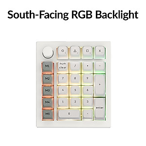 Keychron Q0 Max Wireless Custom Mechanical Numpad, 2.4 GHz/Bluetooth 5.1/Wired QMK Number Pad, RGB Hot-Swappable with Gateron Brown Switch for Laptop Mac Windows Linux - White