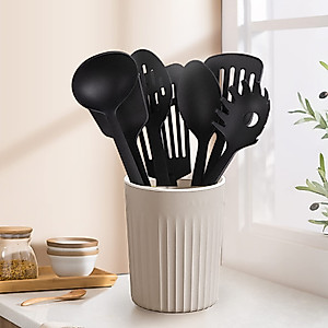 Kitchen Utensils Set, 7PCS Cooking Utensils Set 410F° Heat Resistant & Non-stick Food Nylon Kitchen Gadgets Accessories For Cookware, BPA Free Kitchen Tools Gift (Black)