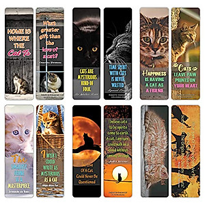 Creanoso Pet Cats Quote Bookmarks (12-Pack) – Stocking Stuffers Gift for Pet Owners, Men, Women, Adult, Teens – Party Favors Supplies – Book Reading Rewards Gifts – Great Giveaways for Cat Lovers