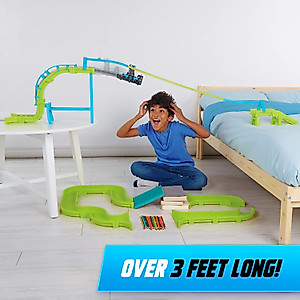 WowWee Power Treads Hyperdrive Zipline Car Set – Race Track Playset Includes 1 Vehicle and 60+ Pieces