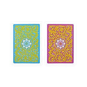 Copag 1546 Neoteric Design 100% Plastic Playing Cards, Poker Size (Standard) Yellow/Pink/Blue Double Deck Set (Jumbo Index)