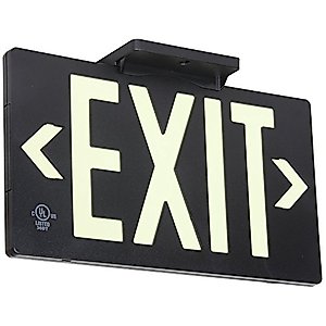 UL Listed 50 foot Jessup Glo Brite 7060-B 8.75-x-15.5-Inch Single Sided Exit Sign with Frame, Black (Mounts 4 ways, includes bracket and arrows)