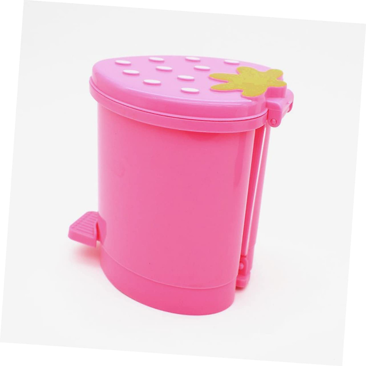 FONDOTIN Cute Strawberry Mini Trash Can Plastic Desktop Garbage Bin for Bedroom Office Car Decor Kawaii Wastebasket for Stylish Room Organization