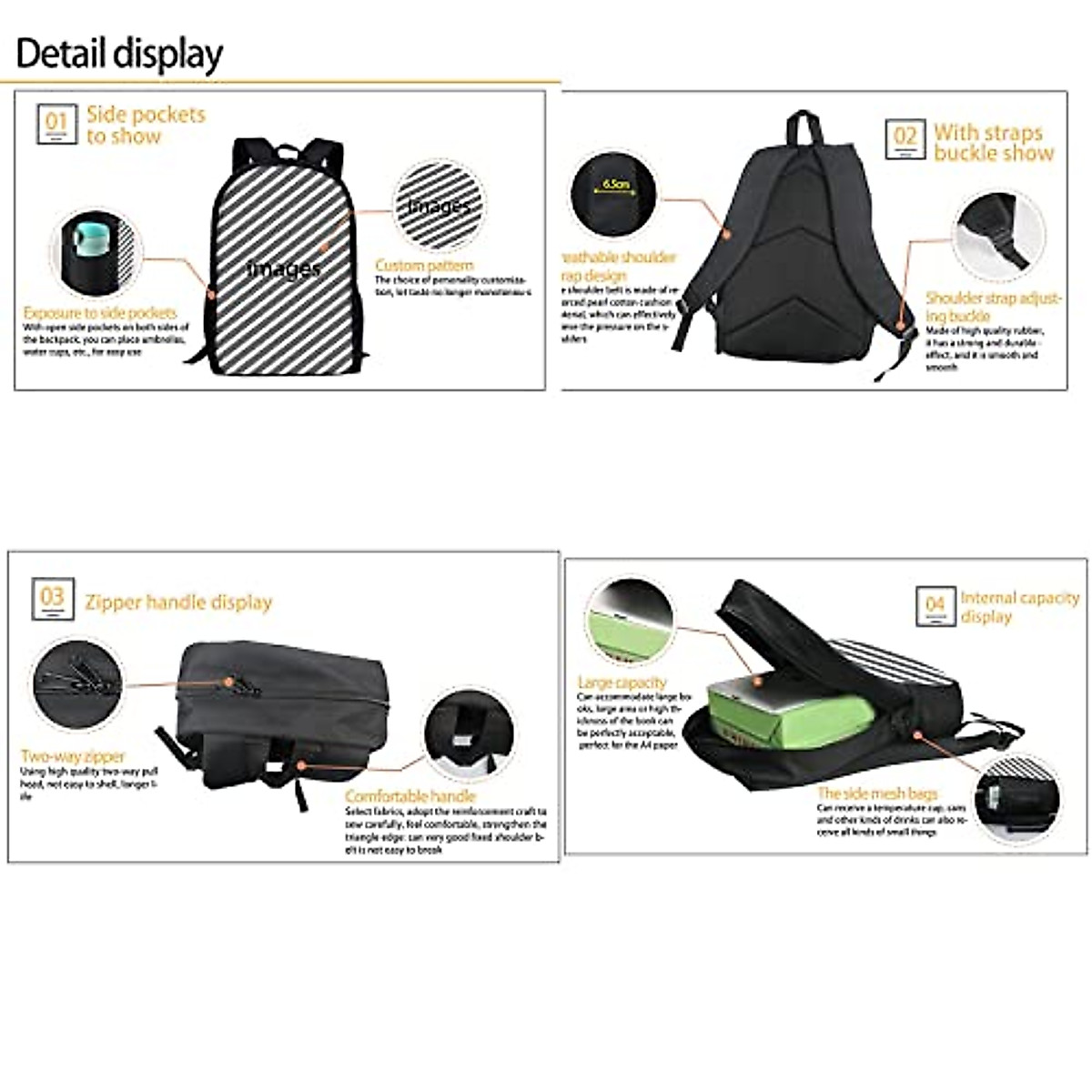 Beginterest 2Pcs Backpacks Set for School Football Print Backpack and Lunch Box for Kids Girls Boys