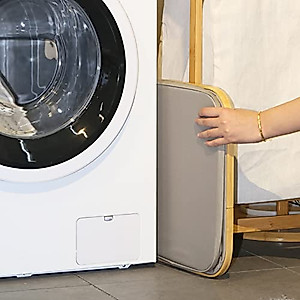 Neateam Laundry Hamper, Large Laundry Basket with Bamboo Handles, Portable Dirty Clothes Hamper for Laundry Room, Dorm Room, Bathroom, Bedroom, Foldable Laundry Bin