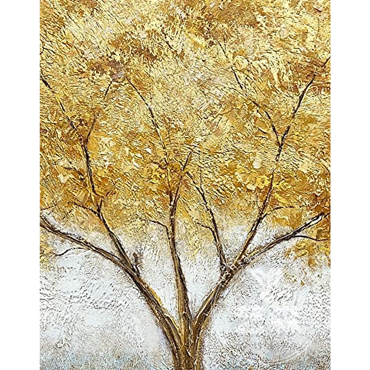 Gold Tree of Life Canvas Wall Art For Living Room -Hand Painted Gallery Wrapped Oil Painting for Bedroom-Framed 3D Wall Decoration for Office Kitchen 20x40 inches