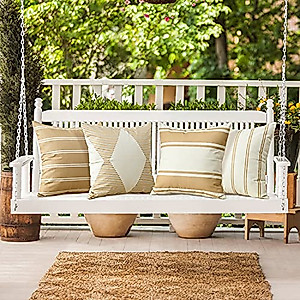 OTOSTAR Pack of 4 Waterproof Throw Pillow Covers 18x18 Inch Geometry Outdoor Decorative Pillow Case Garden Pillow Covers Square Cushion Case Pillows Shell for Patio Furniture Couch Tent (Light Coffee)