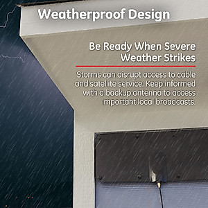 GE Digital Outdoor HD TV Antenna, Weatherproof Long-Range, Supports 4K 1080p UHF VHF NextGen TV ATSC3.0, Flat Low-Profile Design, Black, 54083