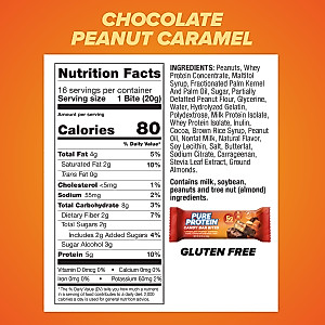 Pure Protein Candy Bar Bites, Chocolate Peanut Caramel, 5g Protein, Gluten Free, Low Sugar, 0.70 oz., 8 Pack (Packaging May Vary)
