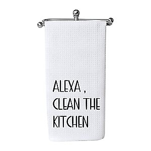 WCGXKO Funny Kitchen Towel Alexa Clean The Kitchen Housewarming Gift Hostess Gift (Clean The Kitchen Towel)