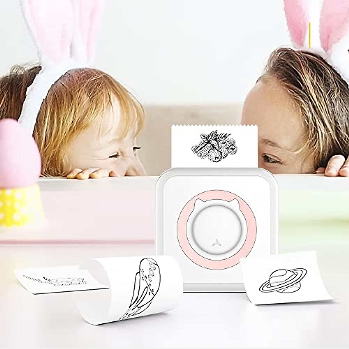 Portable Sticker Mini Printer - Bluetooth Pocket Printer for Customized Sticker, Wireless Photo Printer Compatible with Phone/Android, Thermal Printer for Photo Memo Study Note (10 Roll Paper,Pink)