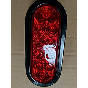 PPI (2) Red Trailer Truck LED Sealed RED 6" Oval Stop/Turn/Tail Light Marine Waterproof Including 3-pin water tight plug DOT SAE with wires and Grommet