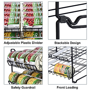 Toplife 2 Pack Stackable Can Organizer Rack, Soda Can Beverage Storage Dispenser Rack, Holds up to 36 Cans for Pantry, Refrigerator, Cabinet or Countertop, Black - Thicker Version