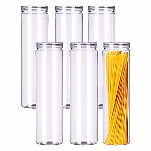 Set of 6pcs Tall Pasta Storage Container with Lid, Food Storage Jar Kitchen Canister for Spaghetti Pasta and Dry Goods 2.1"Diameter x 11.8"Height