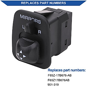 Obaee Mirror Control Switch Button Compatible with Ford F150 F250 F350 Excursion Expedition Escort Thunderbird Windstar Lobo Replaces F65Z17B676AB Front Driver Side Door Power Mirror Control Switch