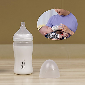 Gulicola Nursing Baby Bottles Wide Neck, Newborn Breastfeeding Bottles with Extra Slow Flow Nipples (SS), 0 Months +, BPA Free PP, 7 oz & 2 Pack - Pink